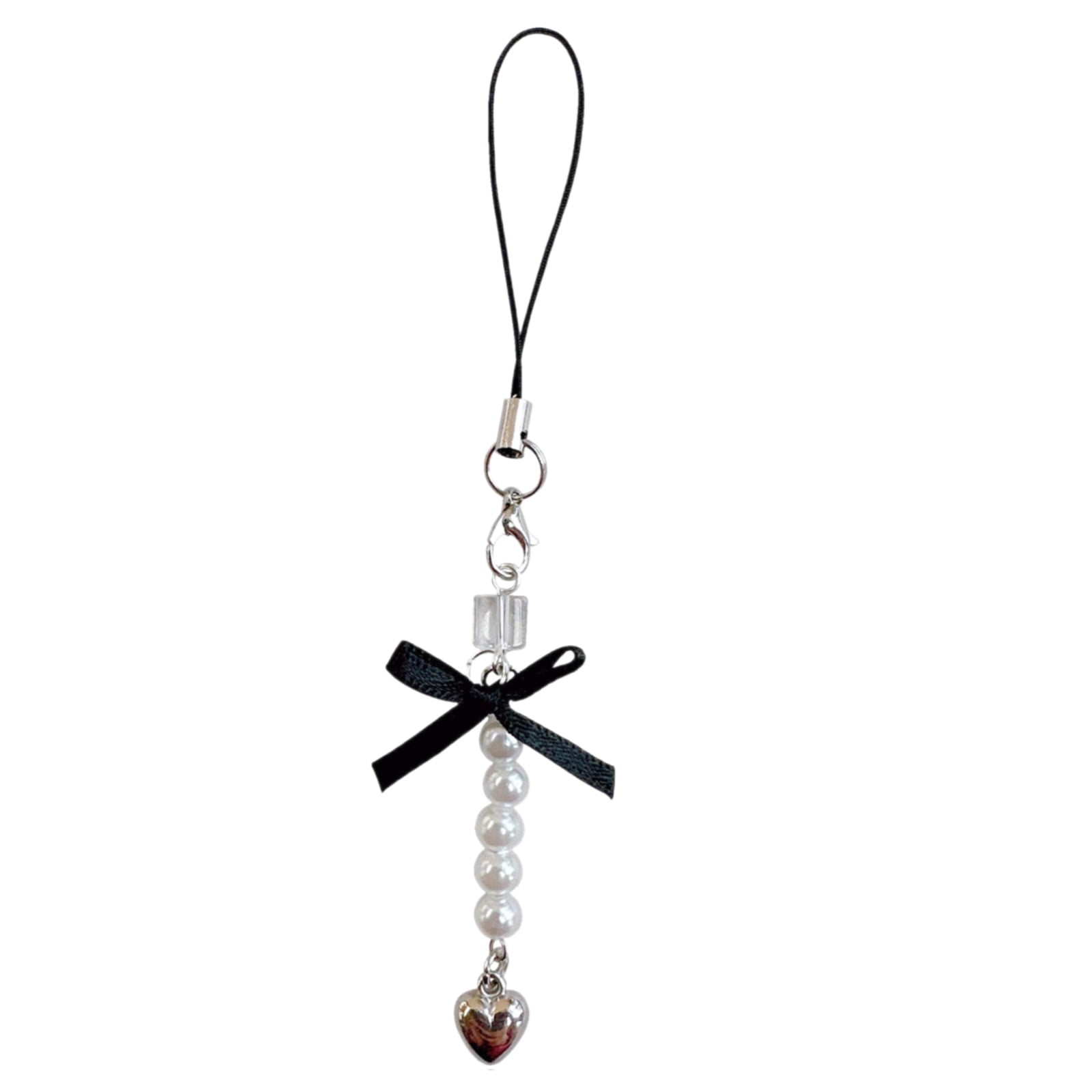 Fashion Bowknot Heart Bead Pendant Phone Straps Lanyard Pocket Keychain ...