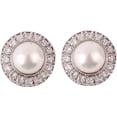 Fashion Bright 10MM Pearl Cubic Zirconia Clip On Stud Earrings Round ...