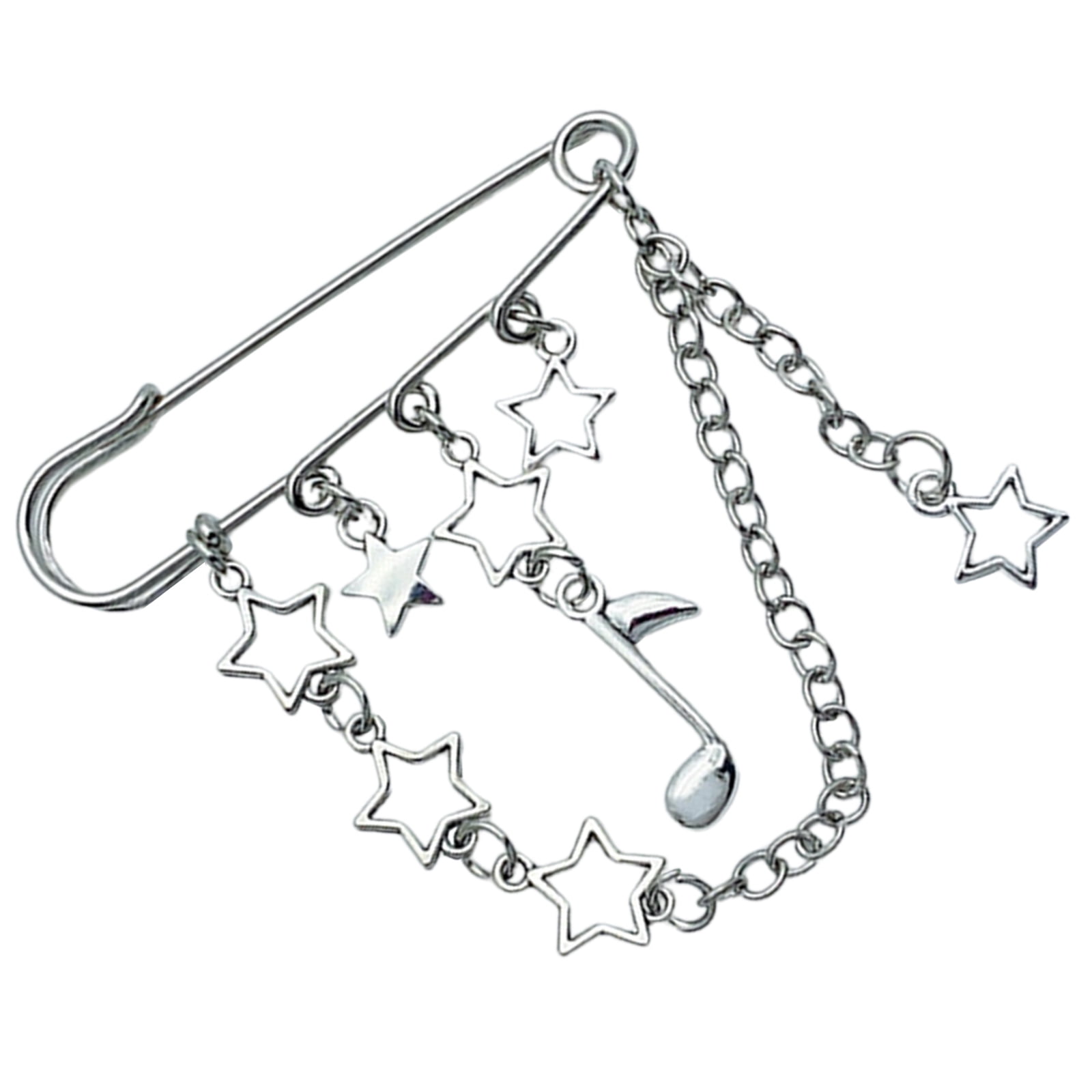 Fashion Brooch Pins Star Pendant Brooch Clip Tassels Chain Lapel Pin ...