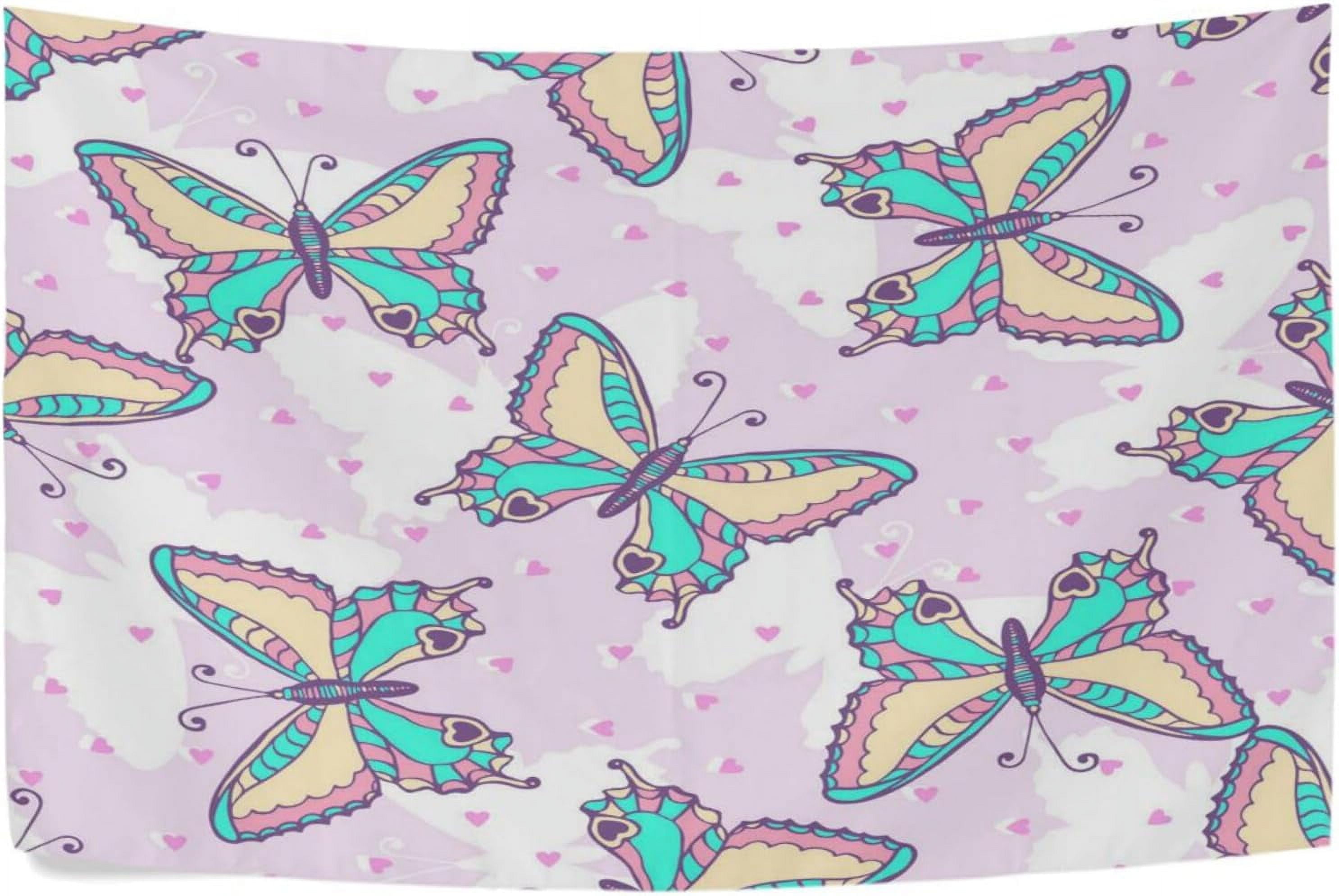 Fashion Butterflies Tapestry Aesthetic Tapestry Wall Hanging 90" x 60 ...