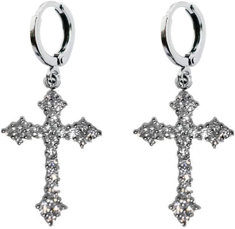 Fashion CZ Cross Dangle Earrings for Women Hypoallergenic Crystal ...
