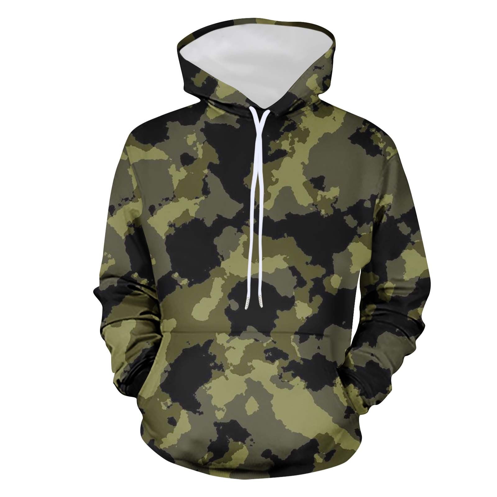 Fashion Camo Hoodies for Men Graphic Long Sleeve Drawstring Front ...