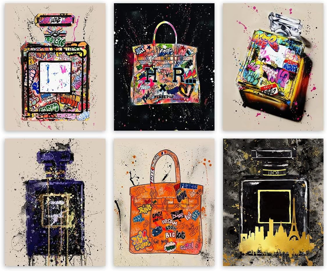 Fashion Canvas Wall Art Prints,Handbag Poster,Modern Perfume Bottle ...