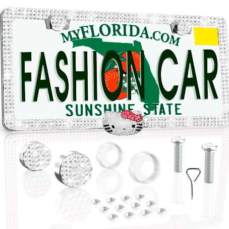Fashion Car Ultra Bling License Plate Frame Drill Glass Bright Night ...