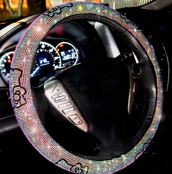 Fashion Car Ultra Bling Luxury Steering Wheel Kitty Cover Universal ...