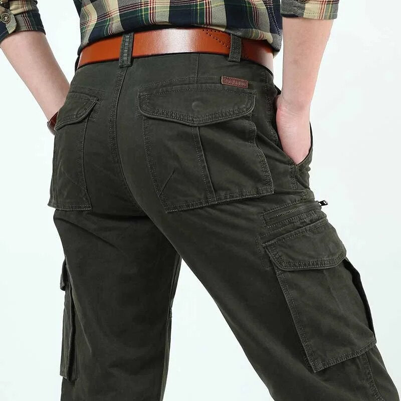 Fashion Cargo Pants Multi Pocket Straight Loose Baggy Men Casual Trousers Cotton Military ...