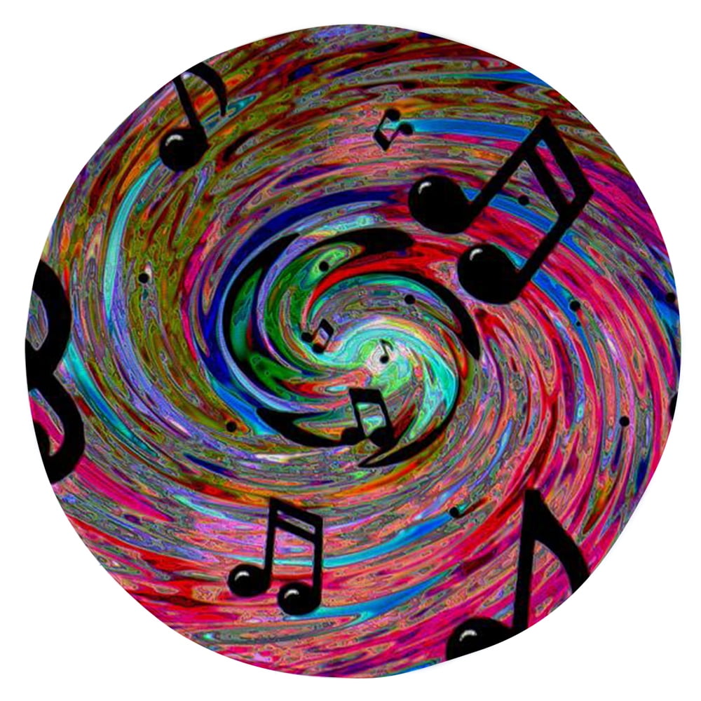 Fashion Carpet Musical Note Swirl 3D Print Flannel Round Rug Non-slip ...