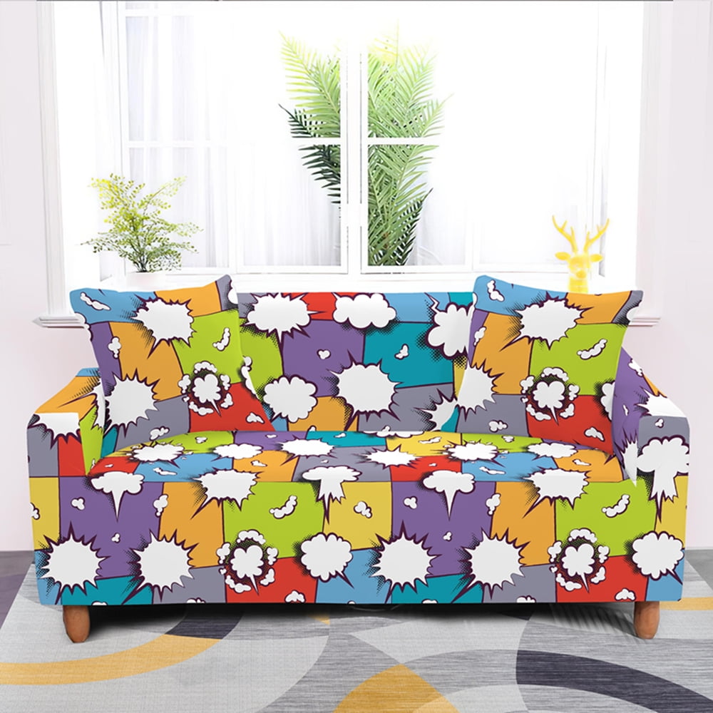 Fashion Cartoon Comic Speech Slipcover Stretch Sofa Cover 1/2/3/4 ...