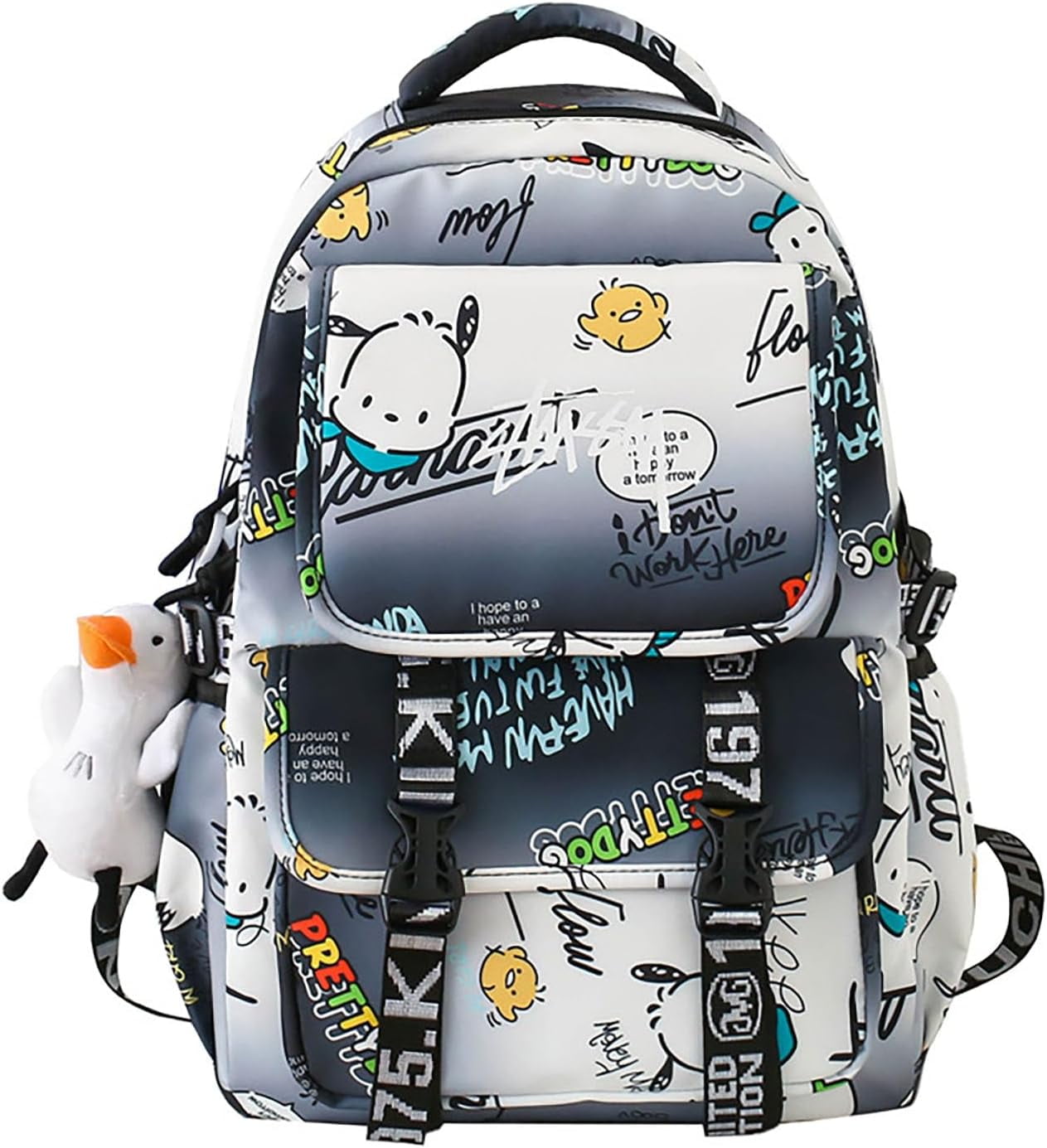 Fashion Cartoon Fun Graffiti Print College Backpack 15.6 Inch Laptop ...