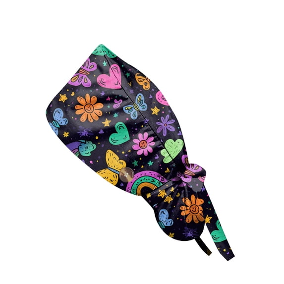 Fashion Cartoon Print Work Cap for Women Casual Ponytail Shower Bath ...