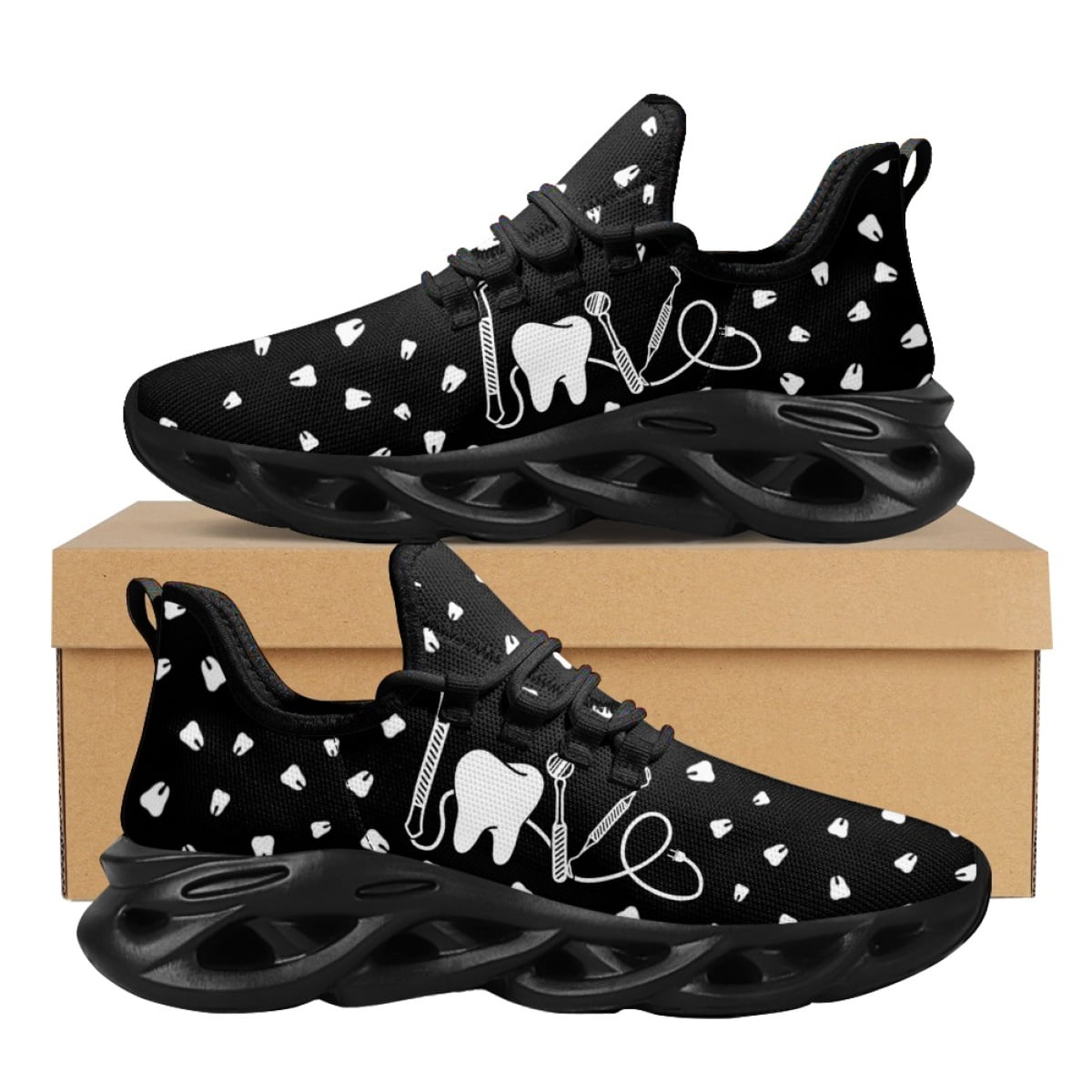 Fashion Casual Breathable Mesh Sneakers Women 's Dental Teeth Pattern ...