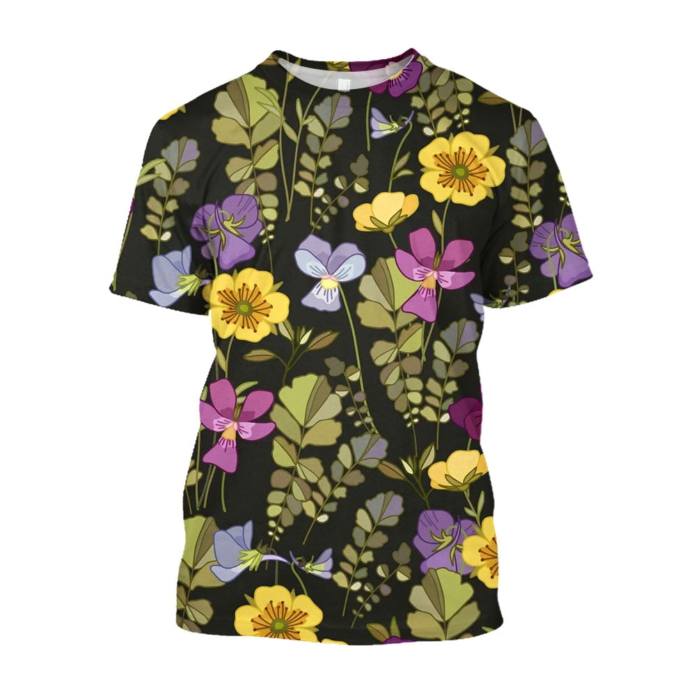 Fashion Casual Draw Flowers and Plants graphic t shirts For Unisex ...