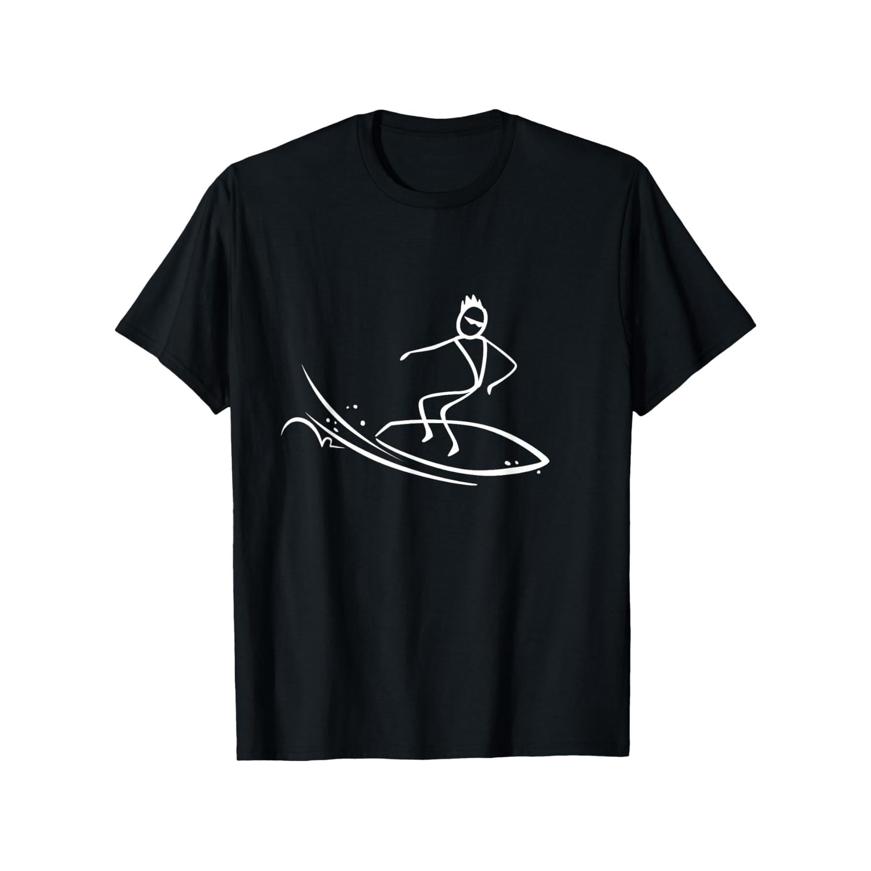 Fashion Casual Tee, Surf Lover Surfer Birthday Gift Surfing Stick ...