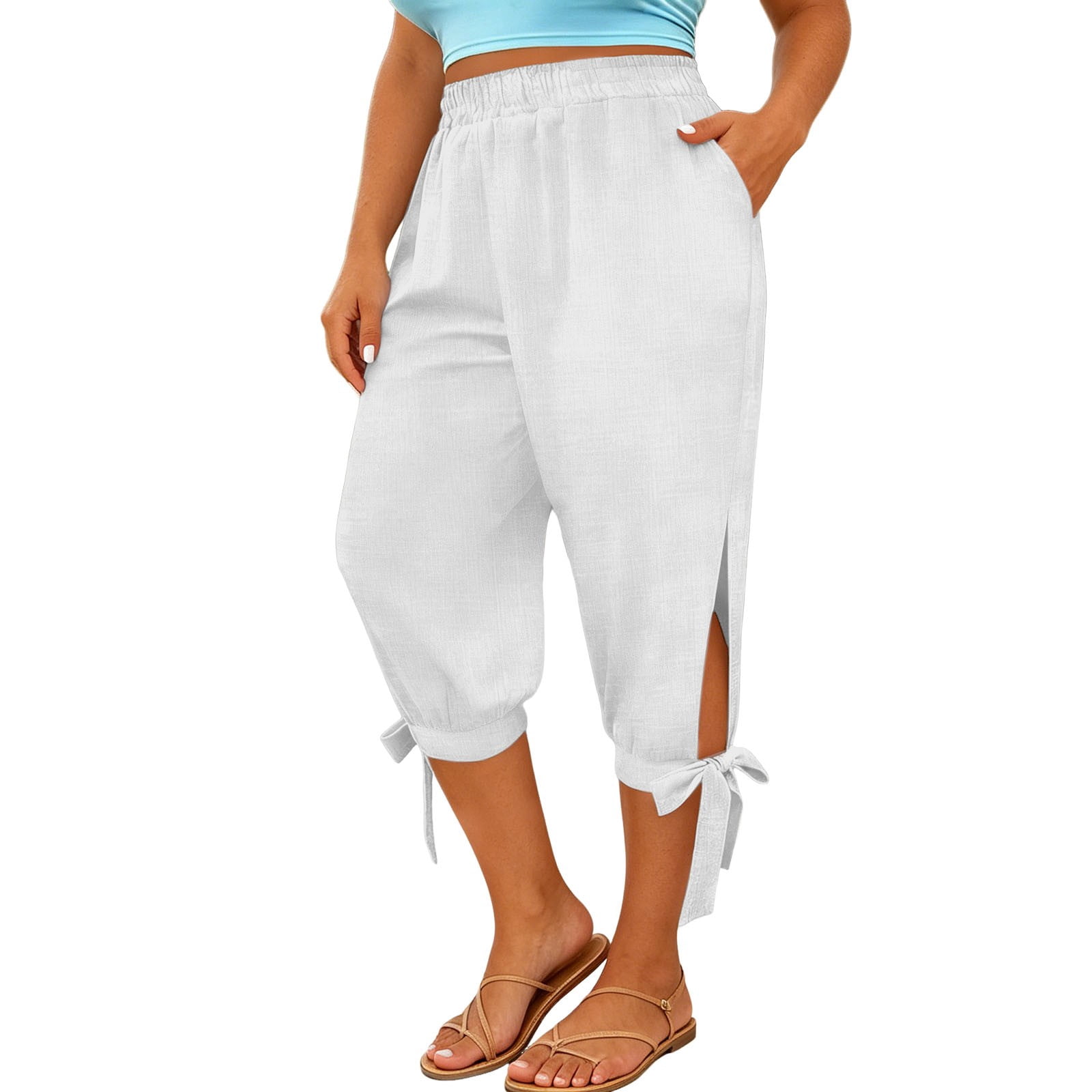 Fashion Casual Trousers With Side Slit And Tapered Ankle For Commute ...