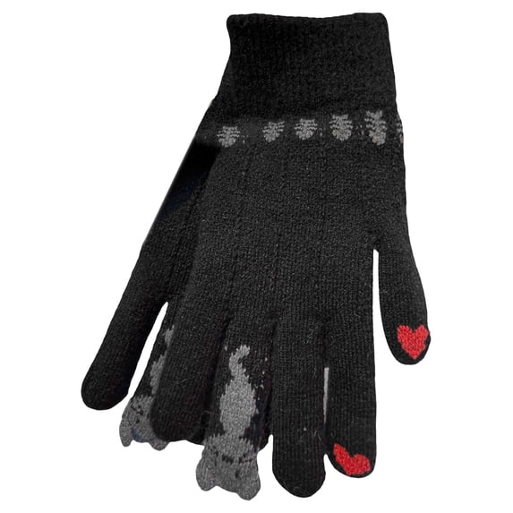 Fashion Cats Pattern Winter Gloves with Screen Touch Fingers Knitted ...
