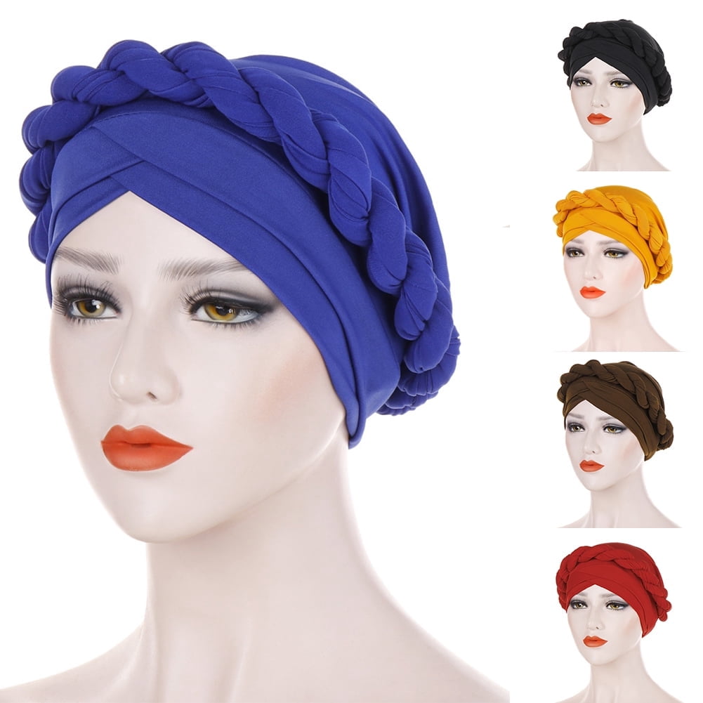 Fashion Chemo Cap Head Hat Cap Muslim Women Turban Hat Twisted Braid ...