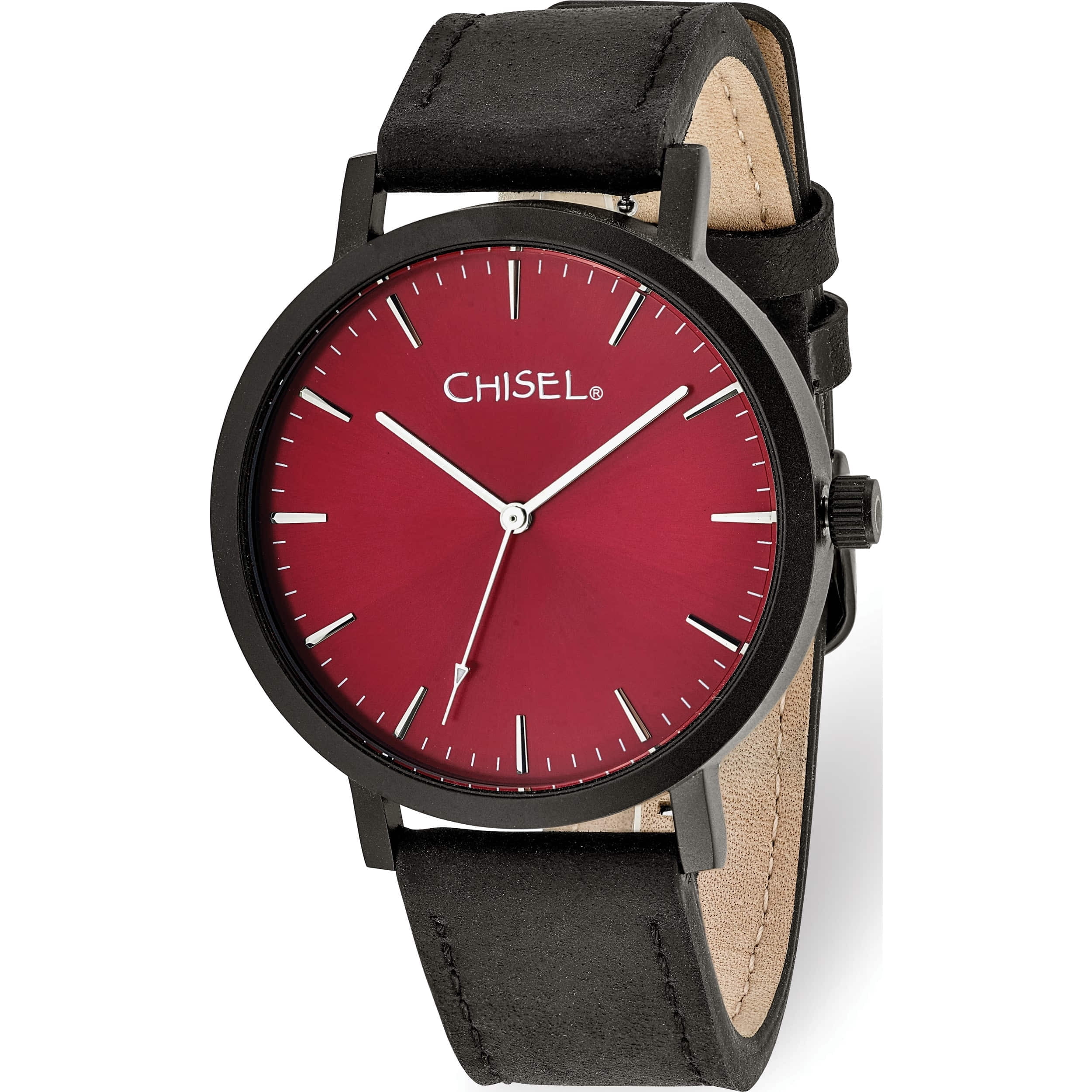 Fashion Chisel Matte Black Ip-Plated Red Dial Watch (9 X 20) Made In ...