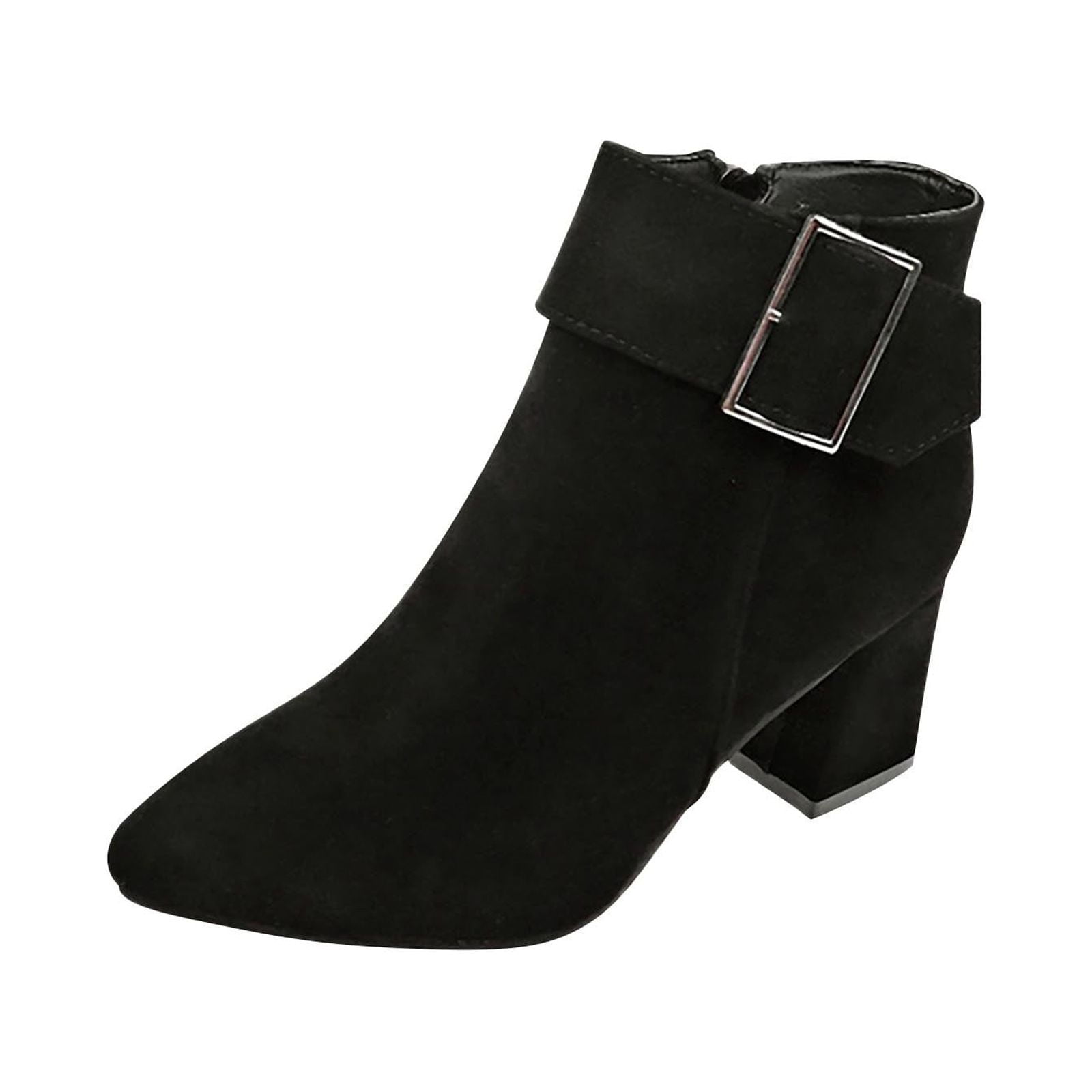 Fashion Chunky Heel Pointed Boots Office Work Elegant Winter Ankle Boot ...