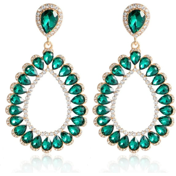 Fashion Chunky Statement Crystal Teardrop Dangle Earrings for Wedding ...
