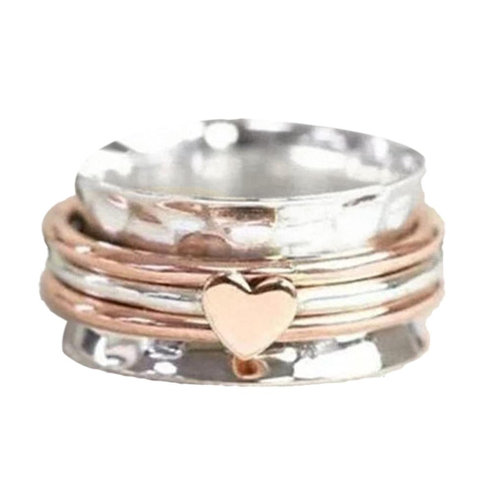 Fashion Classic Heart Rings, Rotating Anxiety Relief Ring Heart Design ...