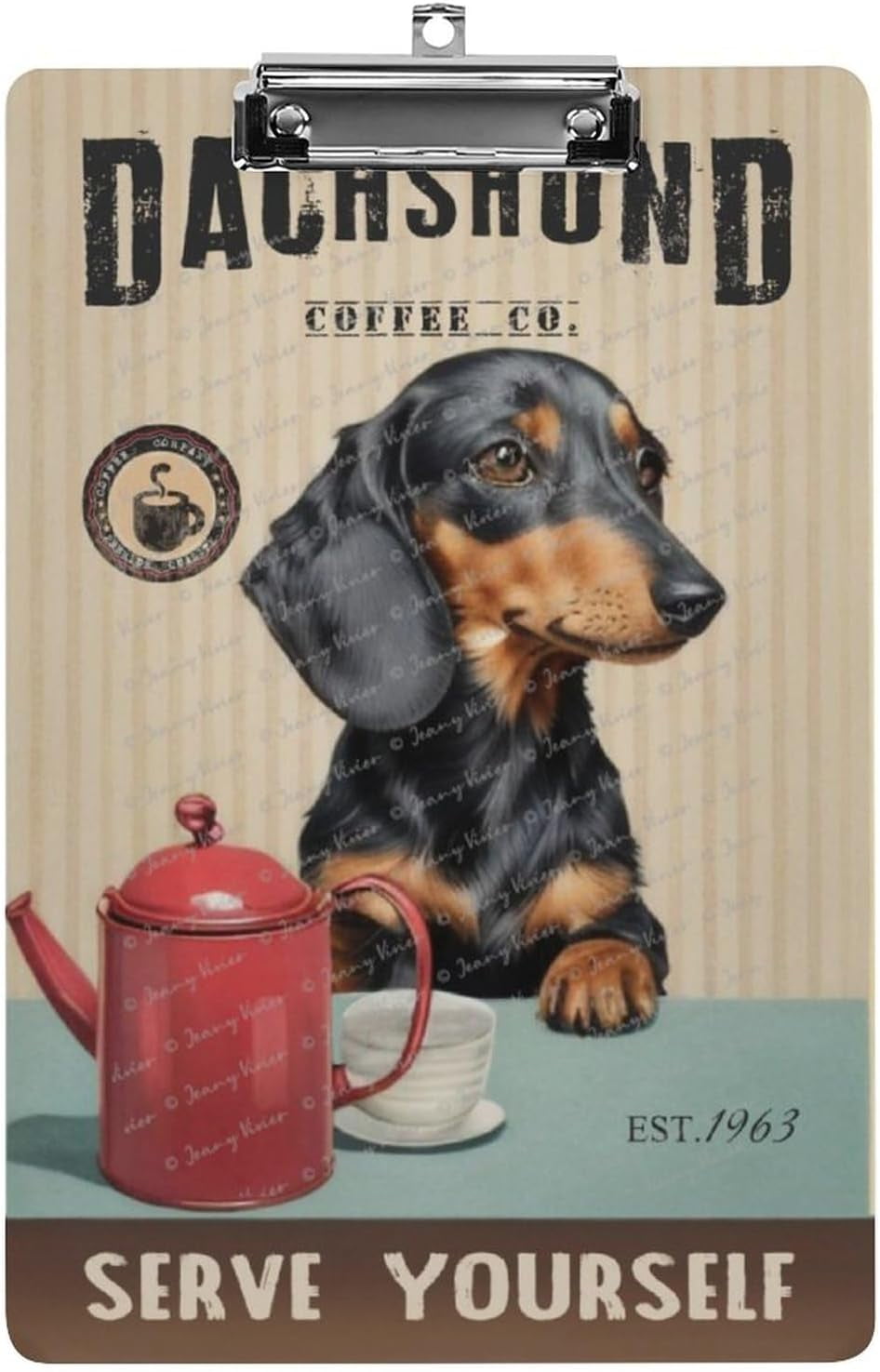 Fashion Clipboard, Dachshund Dog Coffee, A4 Letter Size Wooden ...