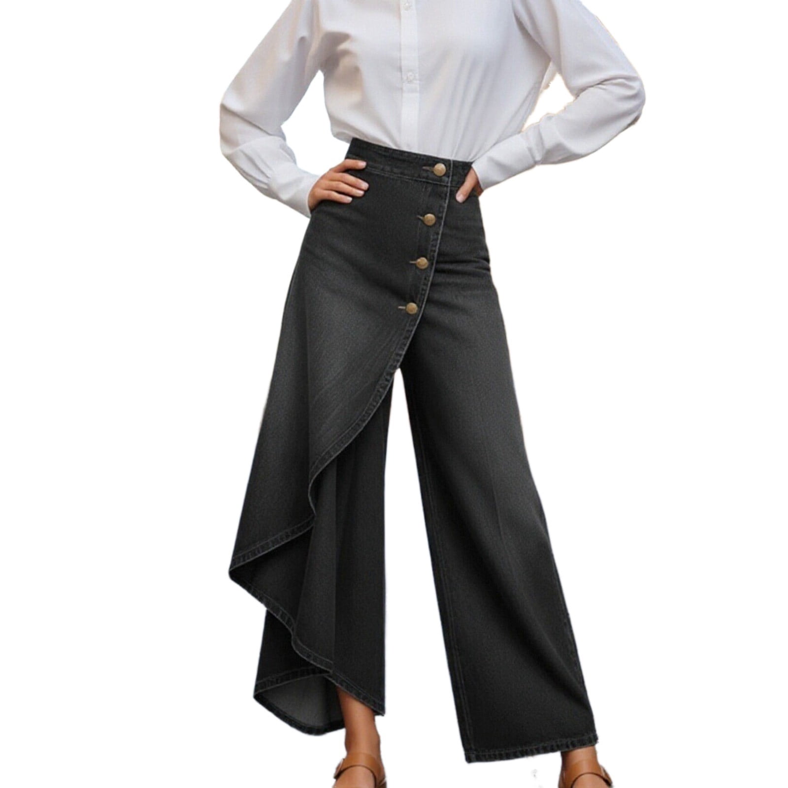 Fashion Clothing Barrel Jeans for Women Loose and Wide Pants in Solid ...