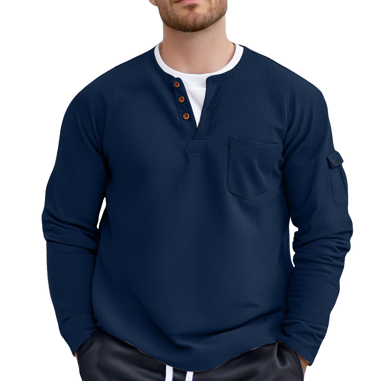 Fashion Clothing Men's Fashion Solid Color Two Double Layer V Neck T ...