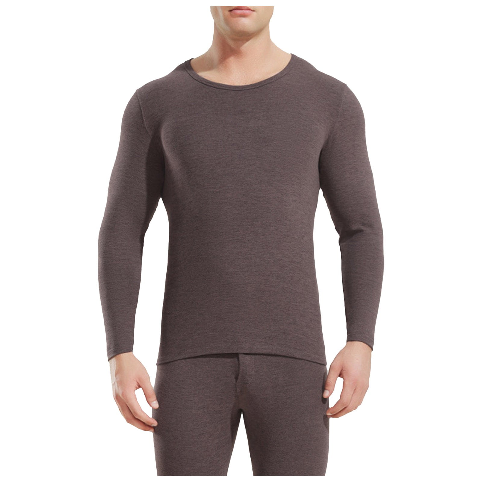 Fashion Clothing Men's Round Neck Autumn Coat Base Wear Thin Double ...