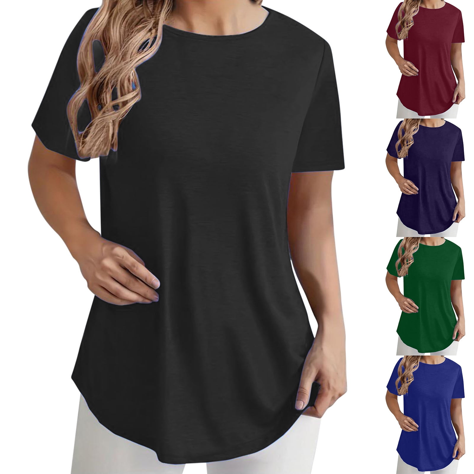Fashion Clothing for Women Solid-color Fashionable Back-button T-Shirts ...