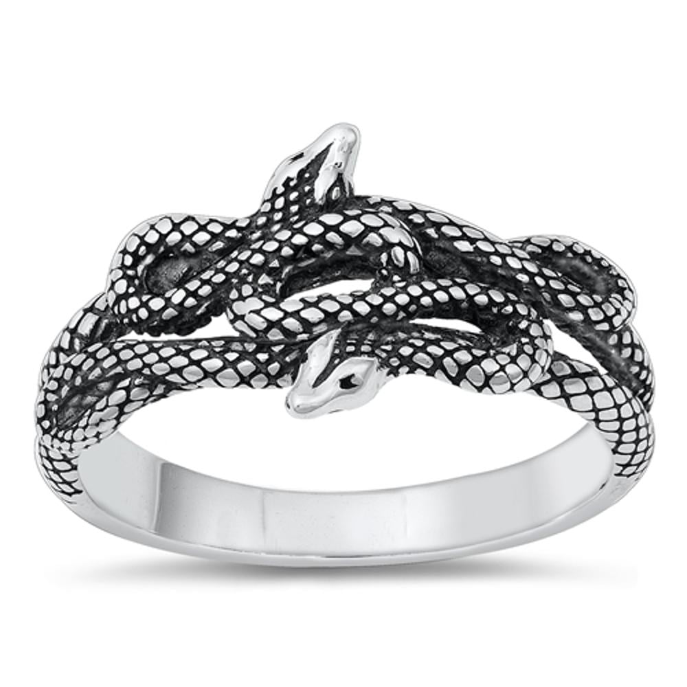 Fashion Coiled Snakes Viper Serpent Ring 925 Sterling Silver Band ...