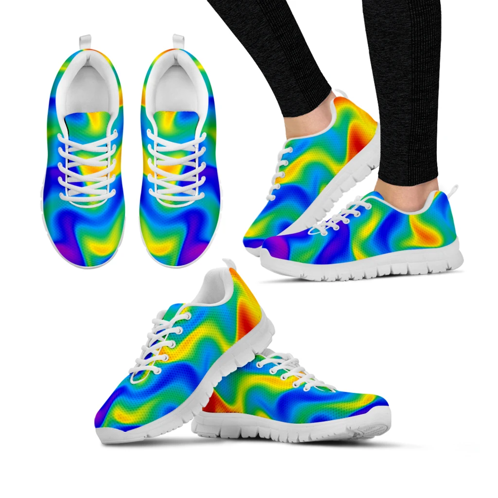 Fashion Color Psychedelic Design Shoes Knitted Fabric Thick Sole ...