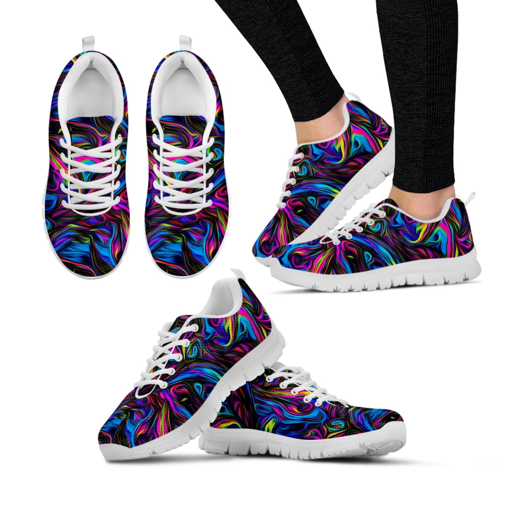 Fashion Color Psychedelic Design Shoes Knitted Fabric Thick Sole ...