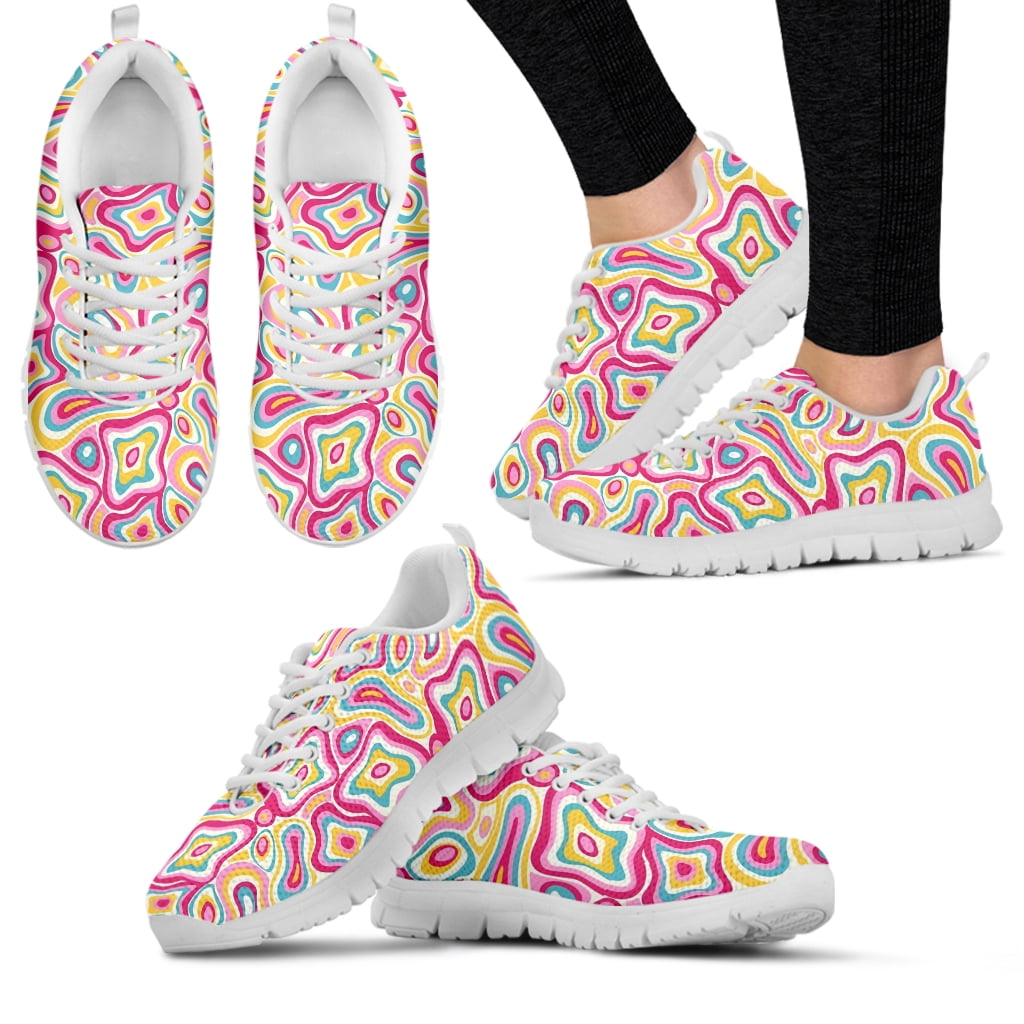 Fashion Color Psychedelic Design Shoes Knitted Fabric Thick Sole ...