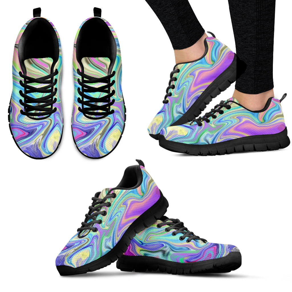Fashion Color Psychedelic Design Shoes Knitted Fabric Thick Sole ...