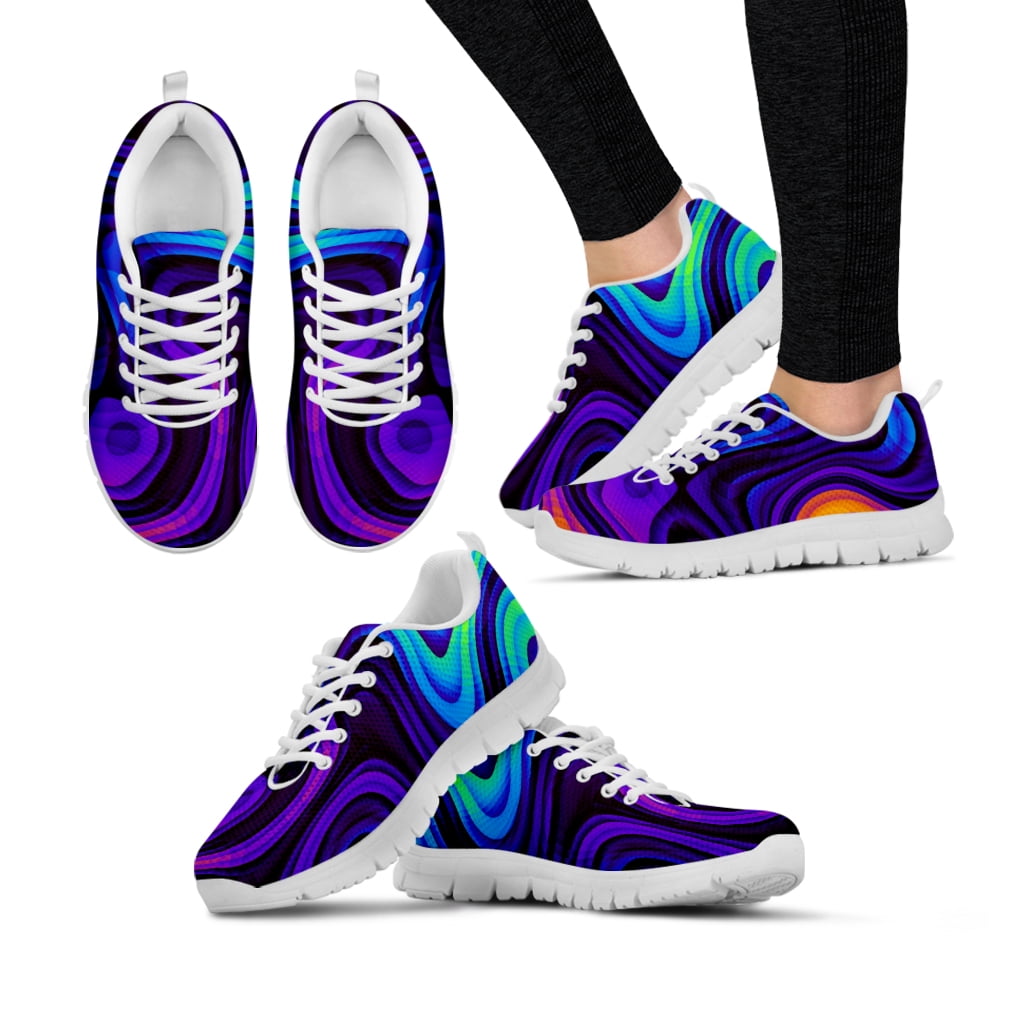 Fashion Color Psychedelic Design Shoes Knitted Fabric Thick Sole ...