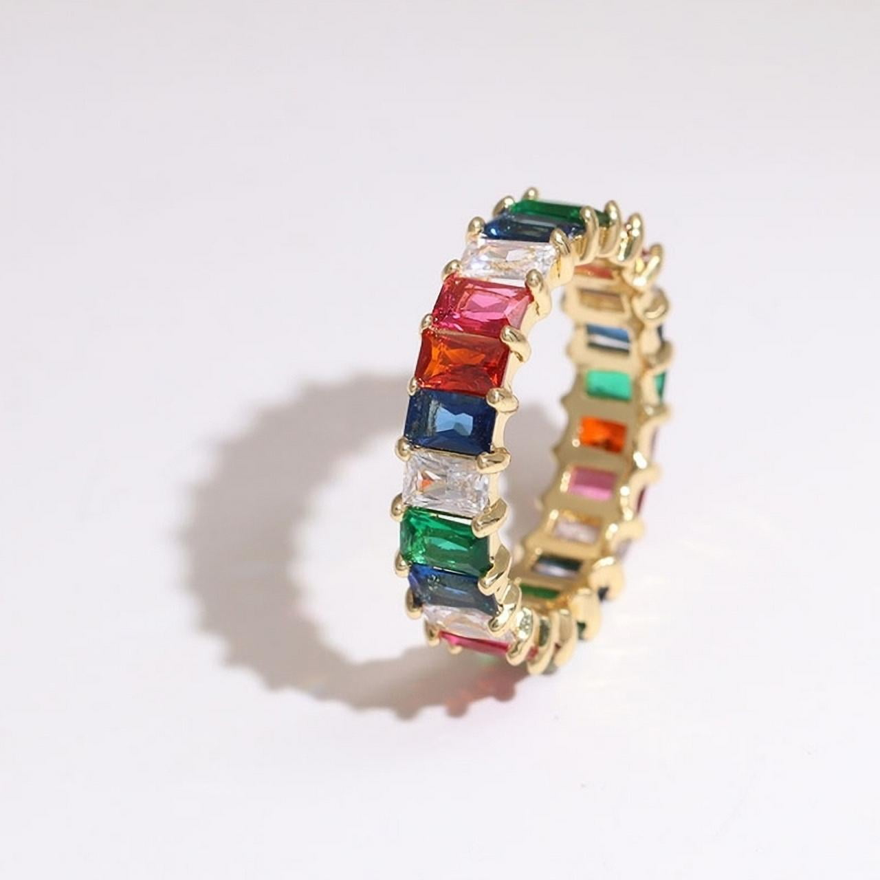 Fashion Colorful Cubic Zirconia Rings For Women Bohemian Colorful Woman Statement Rings Party ...