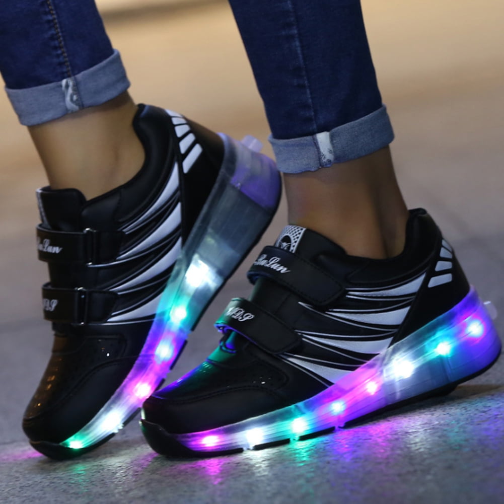 Fashion Colorful LED Light Shoes Kids Adult Ultra-light Roller Heelys ...