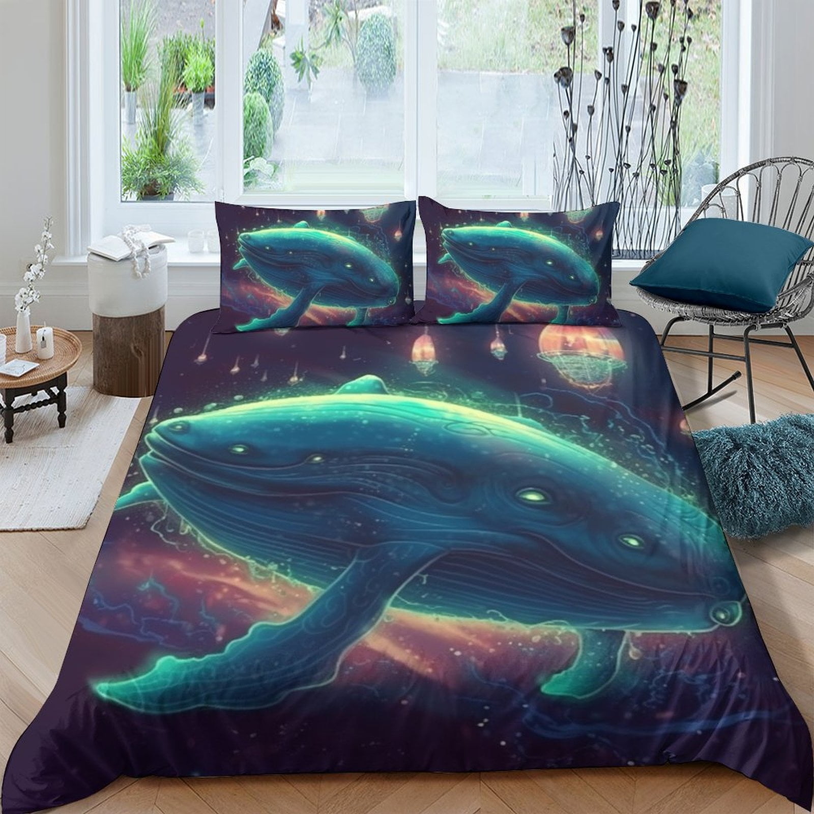 Fashion Comforter Cover Set 3D Whale Printed Bedspreads Home Textiles ...