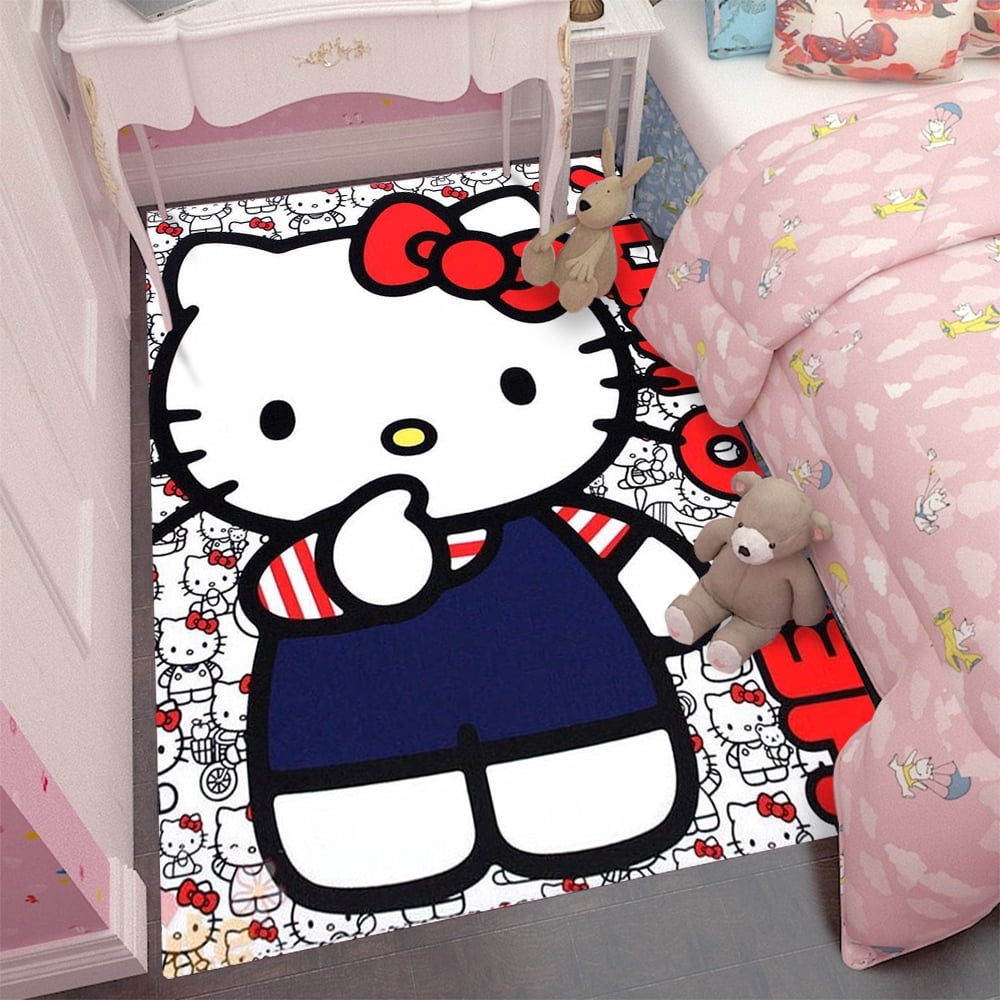 Fashion Cool Hello Kitty Carpet Personality Bedside Rug Living Room ...