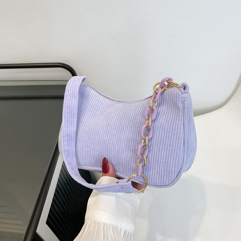 Fashion Corduroy Underarm Bag Shoulder Bag Shoulder Strap Chain Handbag ...