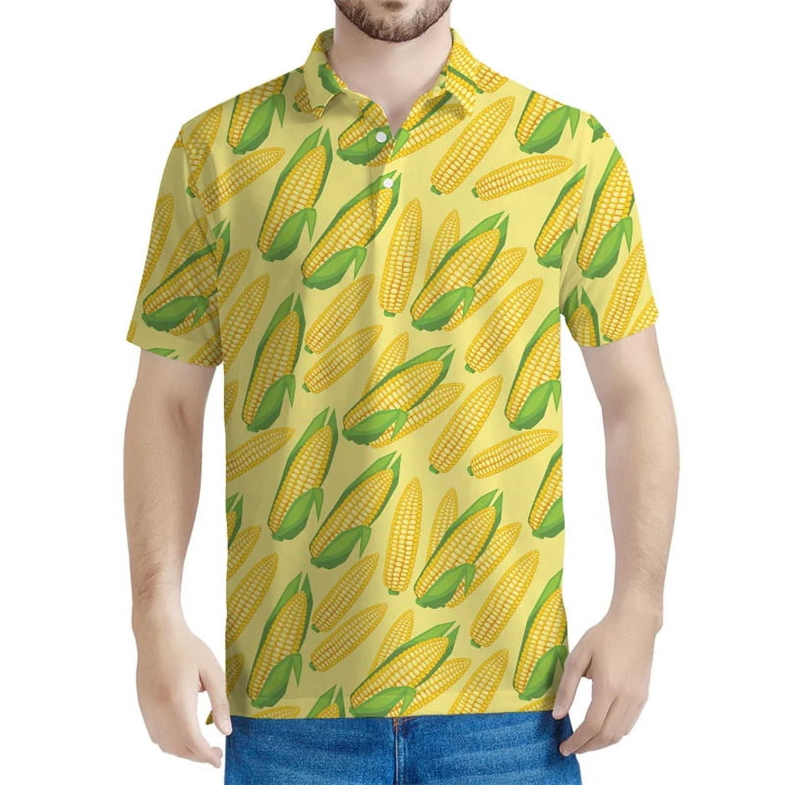 Fashion Corn 3D Printed Polo Shirt For Men Short Sleeves Tops Lapel Tee ...