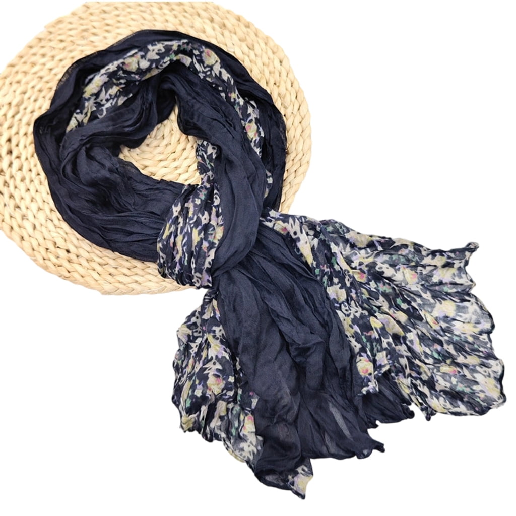 Fashion Crinkled Scarf Stylish Layering Neckwear Soft Polyester Long ...