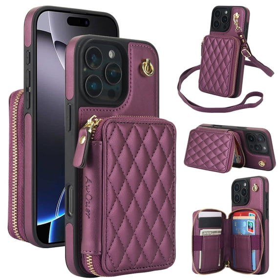 Fashion Crossbody lanyard zipper wallet leather phone case for iPhone ...