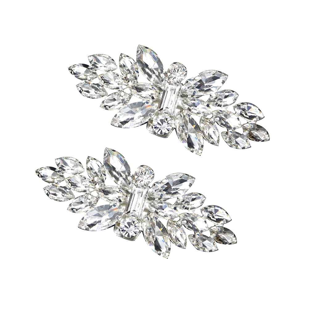 Fashion Crystal Shoe Buckle Rhinestone Shoe Clip Silver DIY Shoe Decor ...