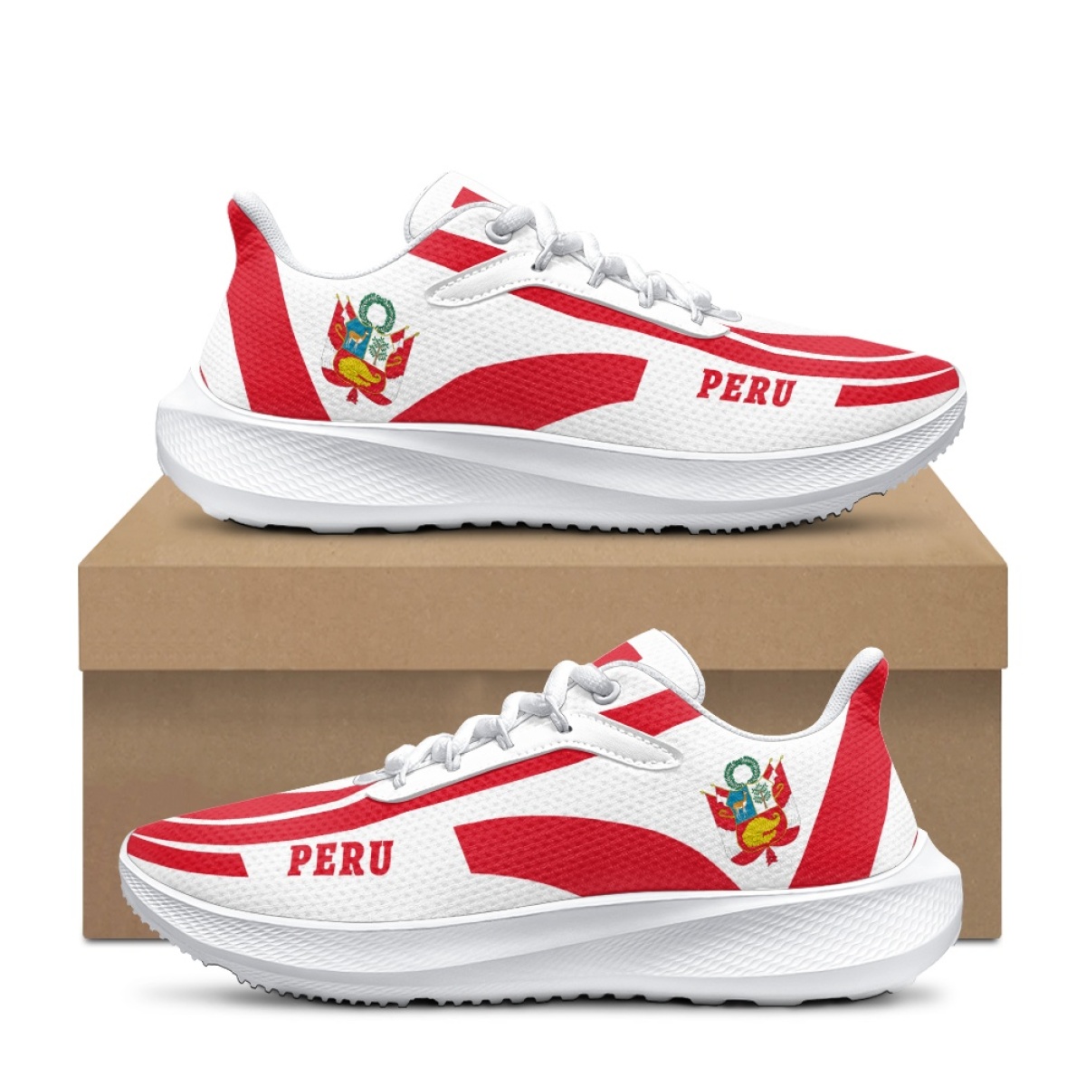 Fashion Cuhion Mesh Shoes Peru Flag Printed Unisex Platform Sneakers ...