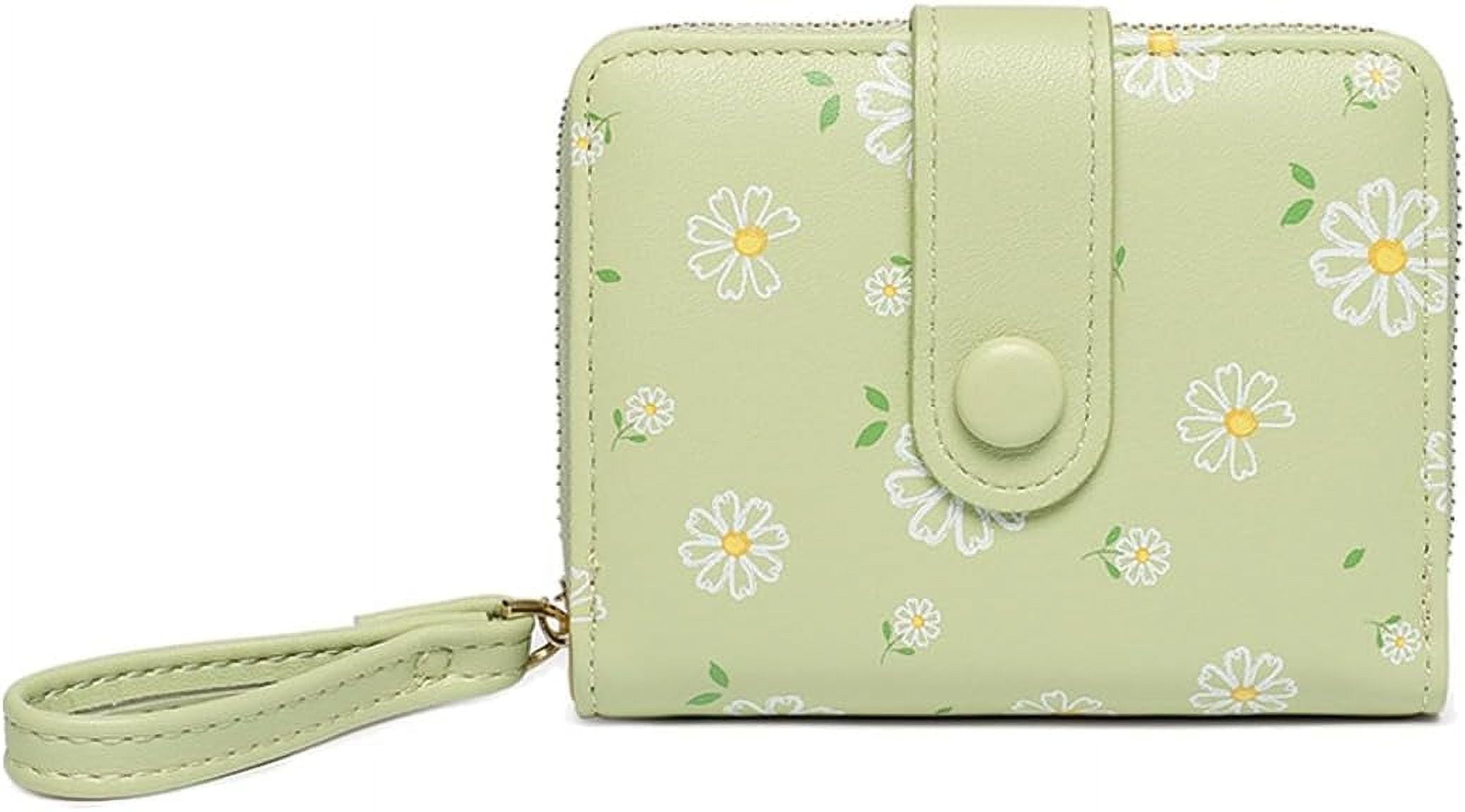 Fashion Cute Daisy Flowers Print Wallets with Exterior Zipper Around ...