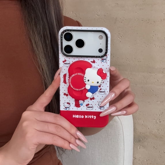 Fashion Cute KT Holding Bow Tie Phone Case For iPhone 17 16 Pro 15 14 ...