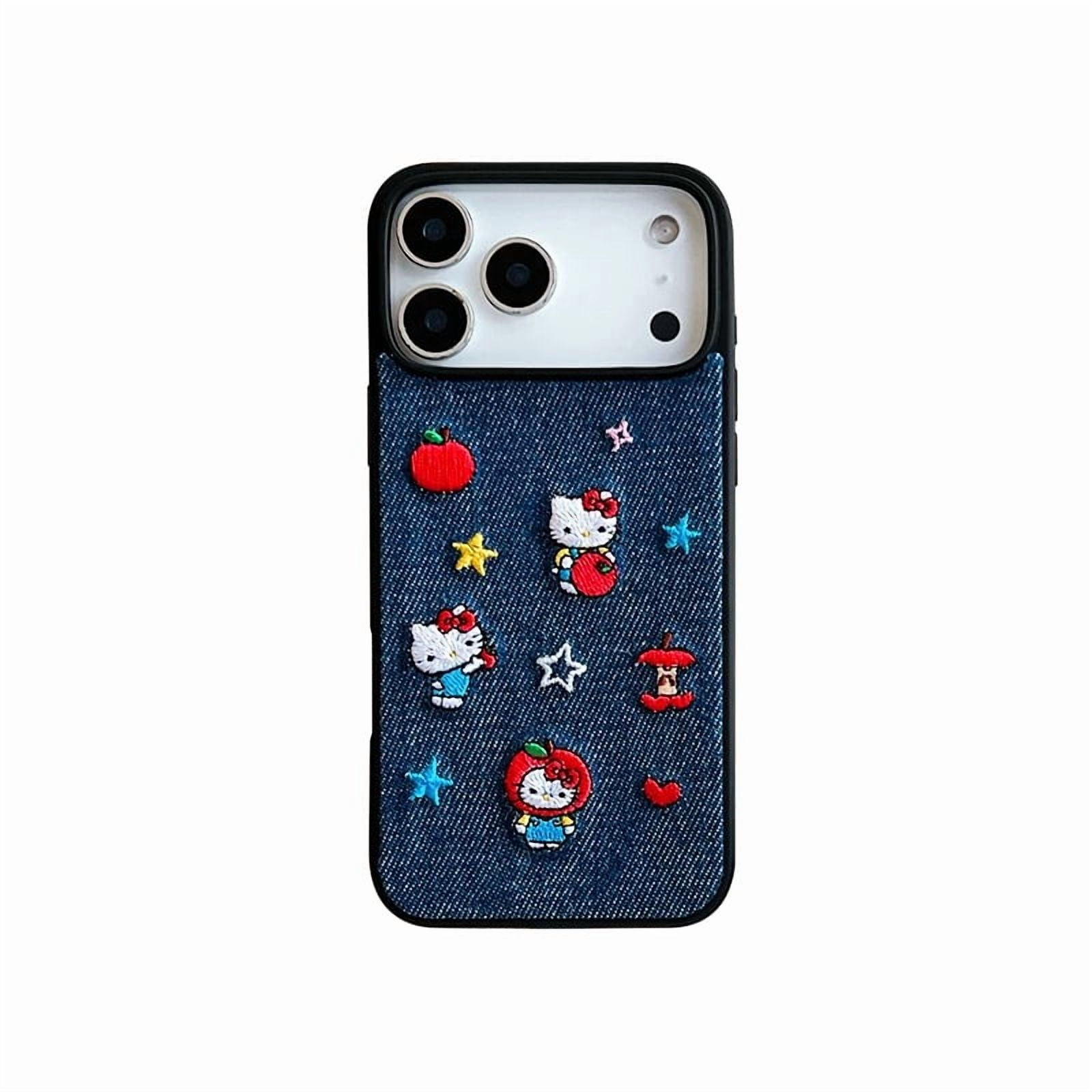 Fashion Denim Embroidered Hellokitty Shockproof Case for iPhone 16 17 ...