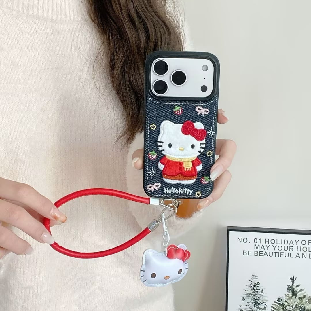 Fashion Denim Hello Kitty Shockproof Case for iPhone 17 16 15 14 Cover ...