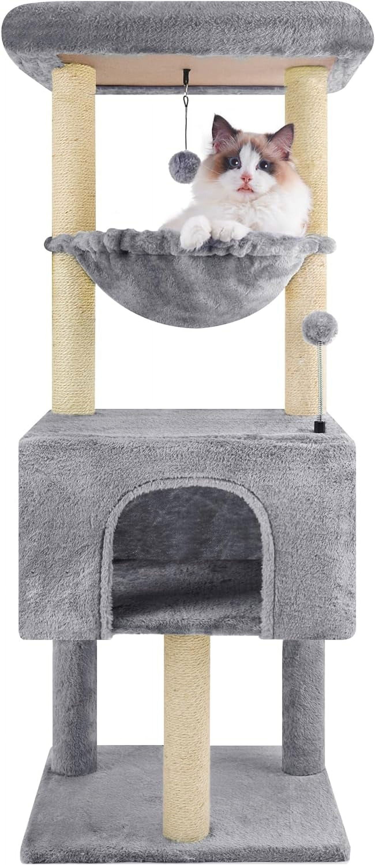 Fashion Design 43.3inch Cat Trees with Cat Houses,Grey - Walmart.com